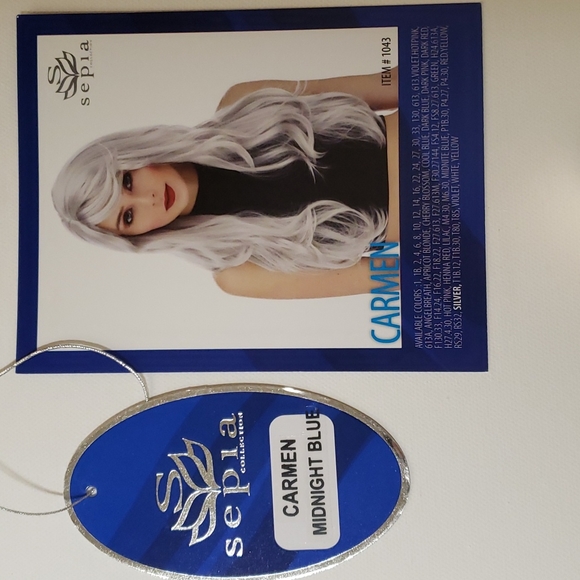 Sepia | Hair | Nwt Wig Long Length With Side Bangs Midnight Blue Color ...